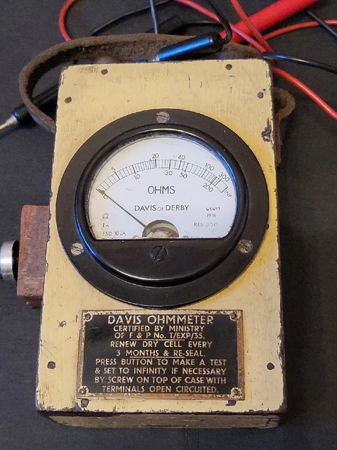 RARE, DAVIS OF Derby Miners Electrical Ohmmeter 1971 Certified By ...