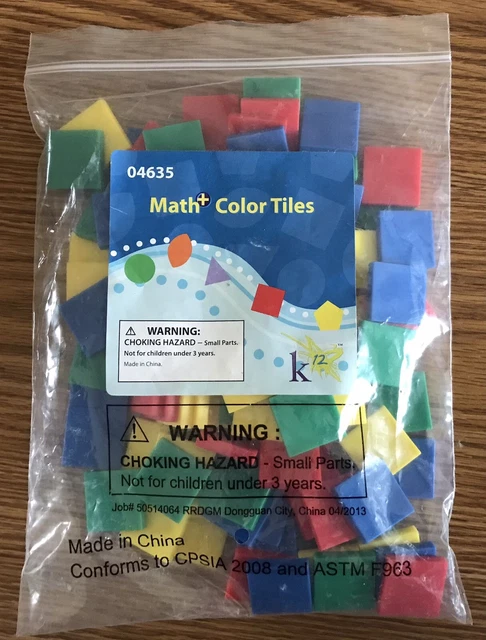 K12 COLOR TILES Math Manipulative Set of 100 #04635 Homeschool 25 Of ...