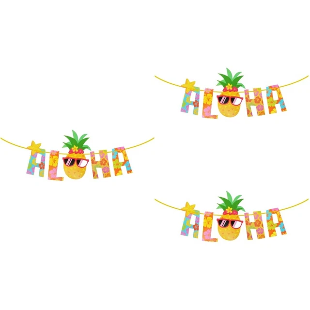 3 COUNT PINEAPPLE Summer Theme Party Banner Hawaii Decoration Supplies ...
