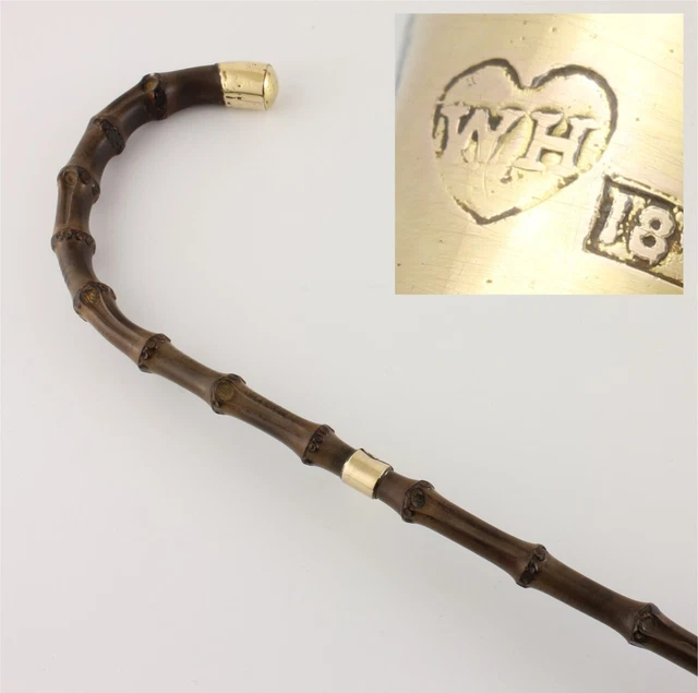 ANTIQUE BAMBOO & Gold School Headmaster's Cane. Teacher Discipline ...