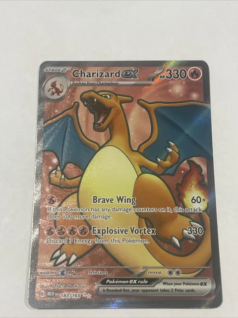 CHARIZARD EX 183/165 Ultra Rare Full Art Scarlet Violet 151 NM Card A ...