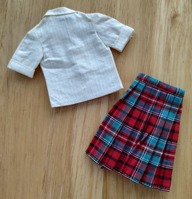 VINTAGE IDEAL TAMMY Pak Items Red Plaid Skirt #9221-3 & White Shirt Top ...