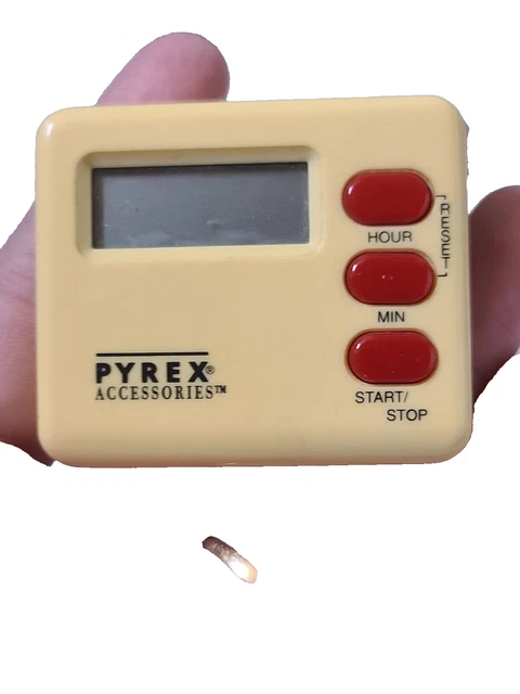 VINTAGE PYREX DIGITAL Kitchen Cooking Timer Count up Magnetic Back w ...