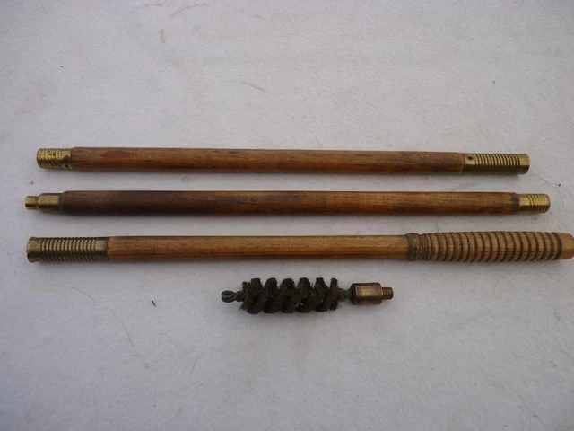 ANTIQUE MUZZLE LOADING Brass & Wood Cleaning Rod - 3 Piece EUR 18,38 ...