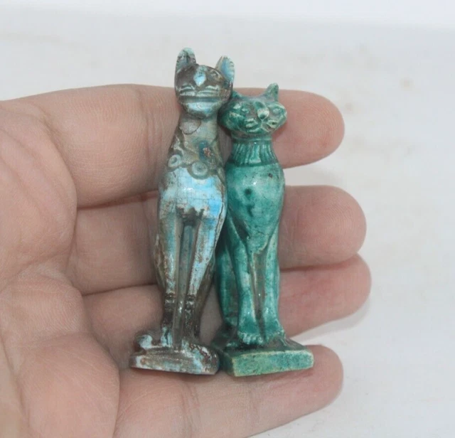 2 RARE ANCIENT EGYPTIAN ANTIQUE Bastet Cat Bast Statue Amulet -Egypt ...