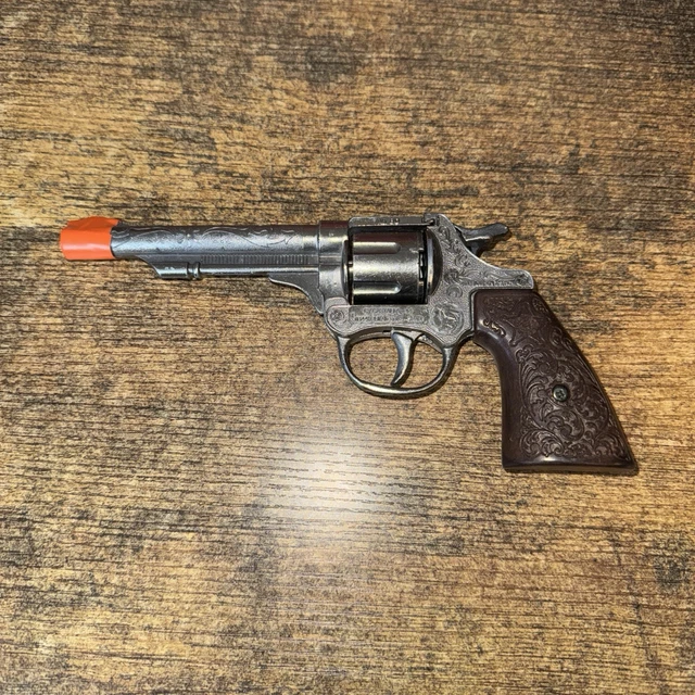 VINTAGE GONHER TOY Cap Gun Revolver Castalla Model From Spain w/brown ...