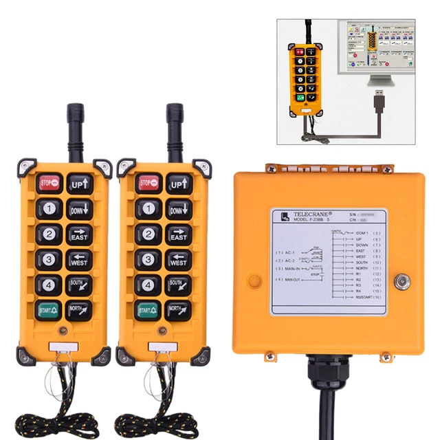 HOIST INDUSTRIAL WIRELESS Radio Remote Control Crane Lift Switch Kits ...