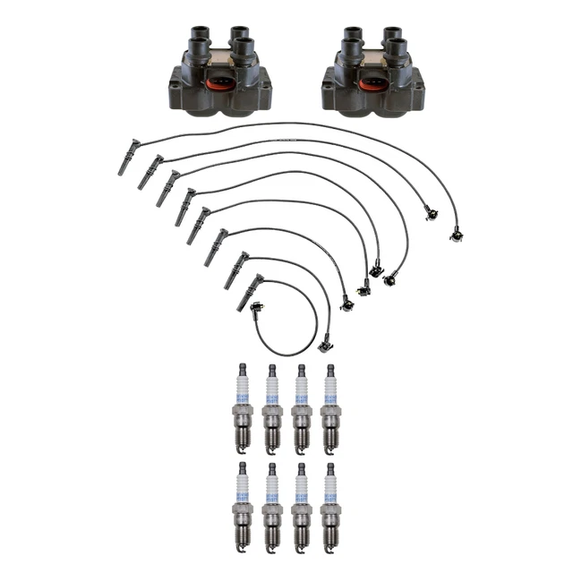 DENSO 2 IGNITION Coils Wire Set & 8 Platinum TT Spark Plugs Kit For ...