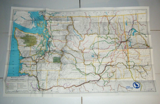 1928 GREAT NORTHERN Railway “GNR” Train Route Map - Vintage - St. Paul ...