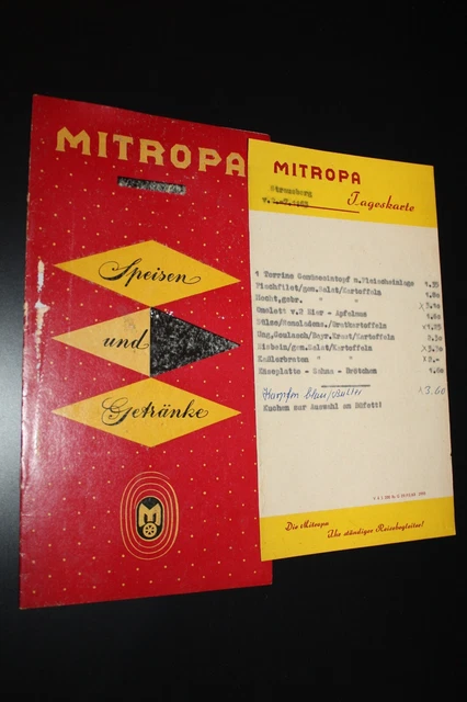 SPEISEKARTE MITROPA RESTAURANT Bahnhof Strausberg bei Berlin DDR 1963 ...