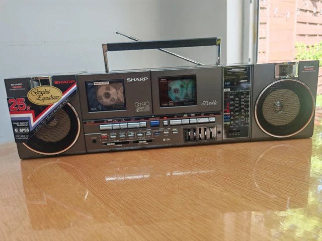 SHARP QT90E(D) Vintage 80's Radio Twin Cassette Tape Boombox.Graphite ...