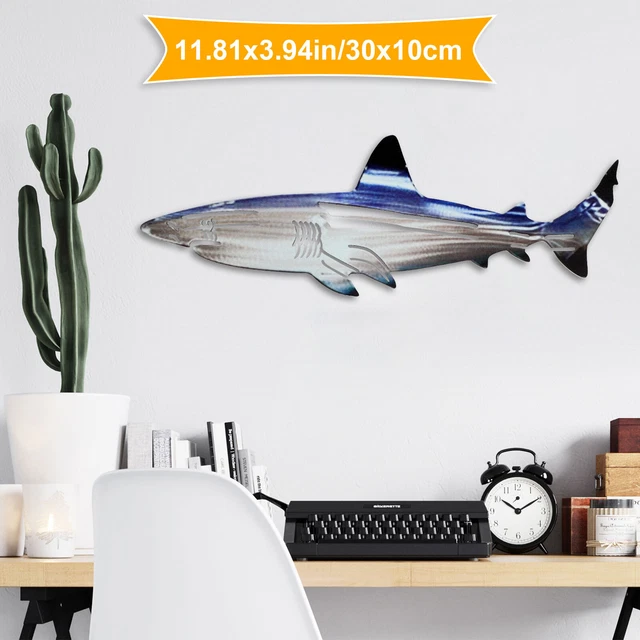 SHARK METAL WALL Mounted Art Decor Ocean Fish Hanging Sculpture Home ...