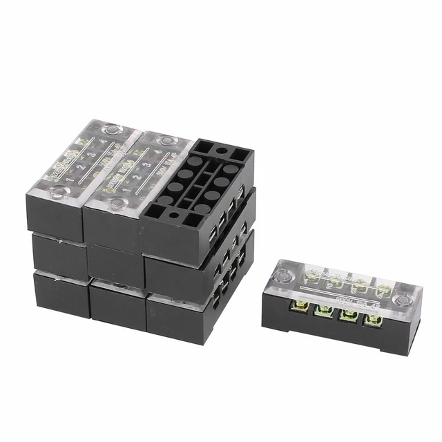 10 PCS 4 Positions Dual Rows Cable Wiring Barrier Screw Terminal Block ...