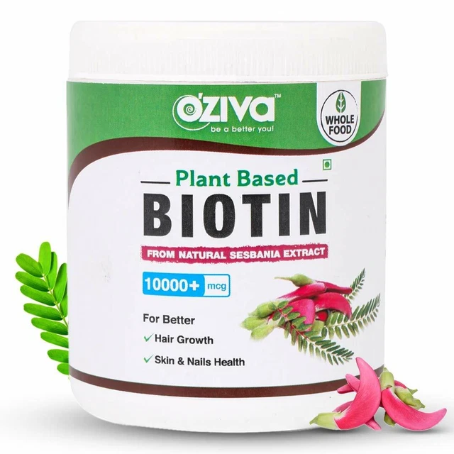 OZIVA PLANT BASED Biotin 10000+ mcg (with Sesbania Agati Bamboo Shoot ...
