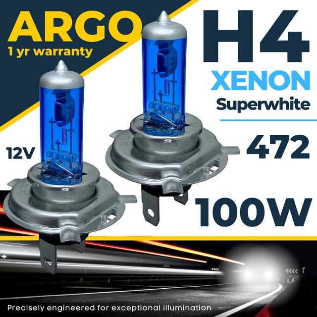 AMPOULES PHARES H4 100 W xénon super blanc halogène voiture caché 472 ...