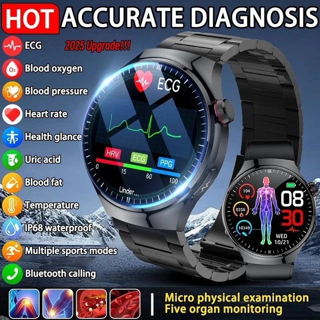 UK 2025 NEW Medical Grade Smart Watch Blood Pressure Oxygen Heart Rate ...