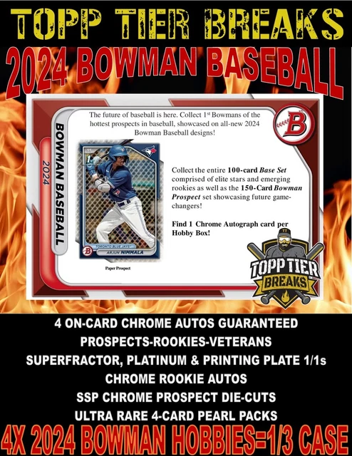 CLEVELAND GUARDIANS 2024 Bowman Baseball 4X Hobby Box 1/3 Case Team ...