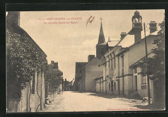CPA SAINT-MARTIN-SUR-OUANNE, LA nouvelle Mairie et l´Eglise EUR 3,00 - PicClick FR