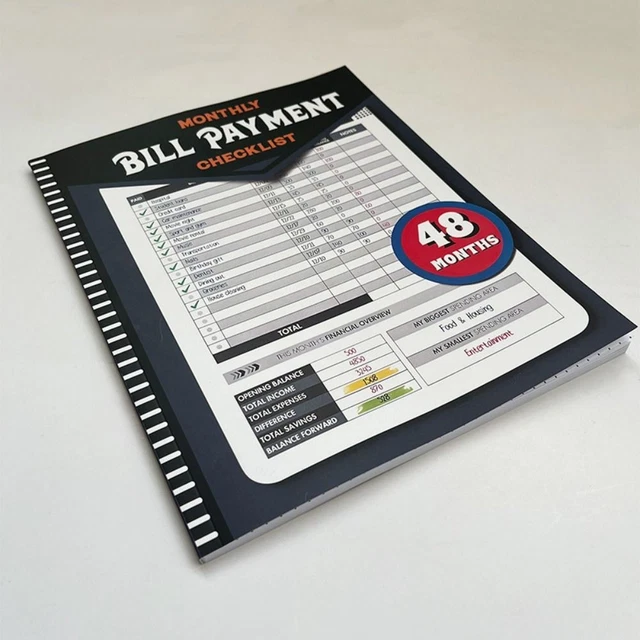 EFFICIENT BILL TRACKER Notebook 48 Months Expenditure Records Personal ...