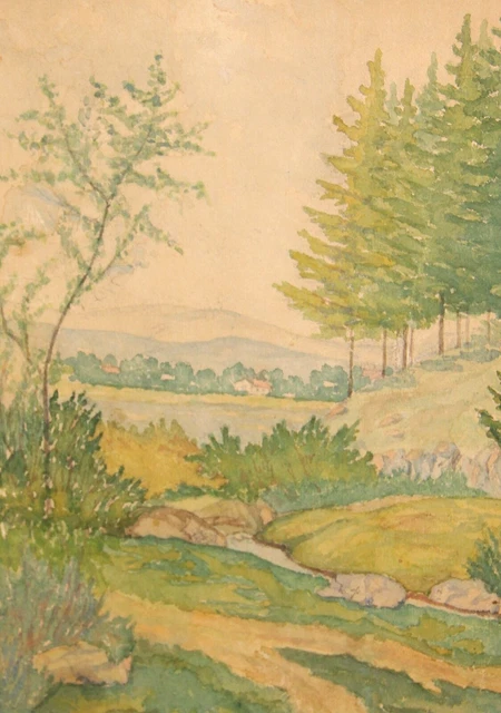 TABLEAU ANCIEN AQUARELLE paysage village de montagne EUR 101,56 - PicClick FR