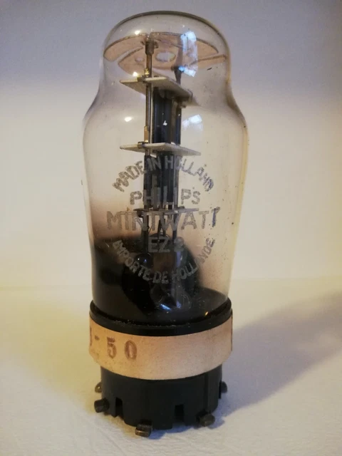 1X EZ2 PHILIPS MINIWATT label Vacuum Tube Valve NOS TESTED 100 % ...