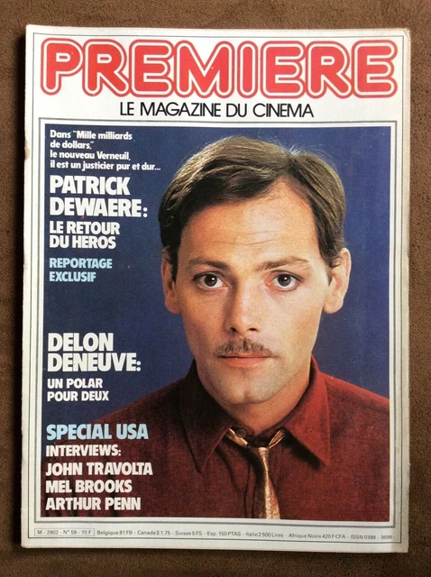 MAGAZINE CINÉMA PREMIÈRE Mensuel N°59 Delon, Deneuve, Travolta, Dewaere, 02/1982 EUR 10,00 ...