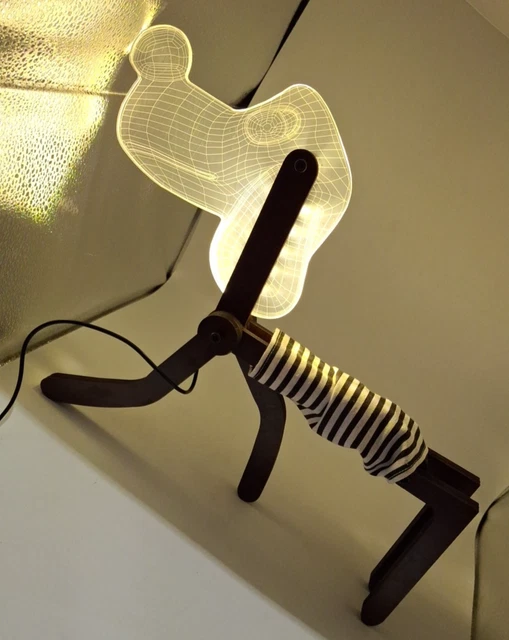 DOG TABLE LAMP Light - Adjustable - USB LED Acrylic & Wood Navy Stripe ...