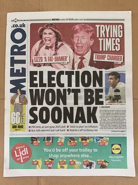 METRO NEWSPAPER THURSDAY 3rd August 2023 £3.80 - PicClick UK