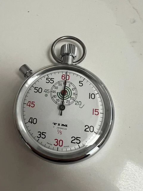 VINTAGE TIM 7 Jewels Pocket Stopwatch Timer - Working £24.99 - PicClick UK