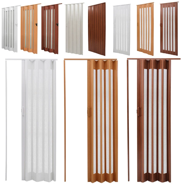 PVC WOOD FINISH Folding Door Accordion Concertina Sliding Internal ...