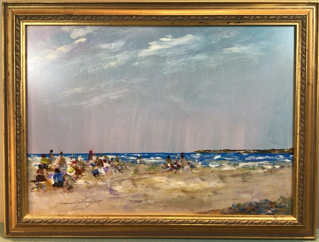 DONALD FRASER BEACH Scene Acrylic Framed Painting £184.17 - PicClick UK
