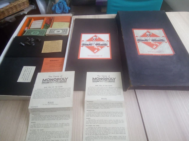 OLD MONOPOLY BLACK Box, Waddingtons Complete Metal Pieces £17.99 ...