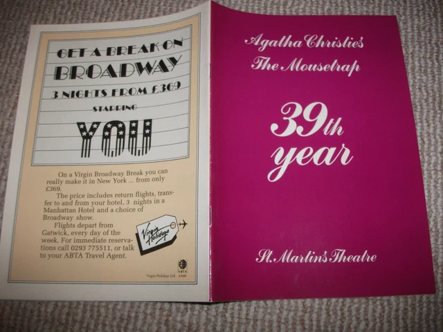 THE MOUSETRAP WEST end programme (39th yr cast, Nicholas Smith ...