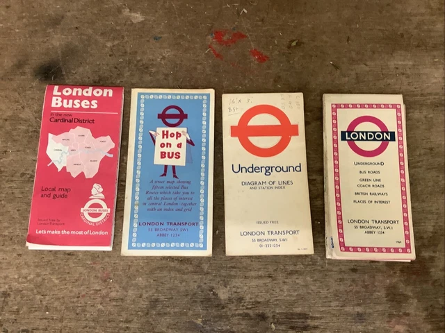 1973 1964 VINTAGE London’s Rail Map Sheet Underground Tube & Bus Routes ...