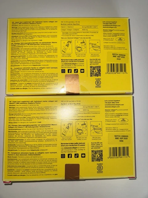 ABSOLUTE COLLAGEN RASPBERRY Flavour – 2 Boxes – Brand New & Sealed £52. ...