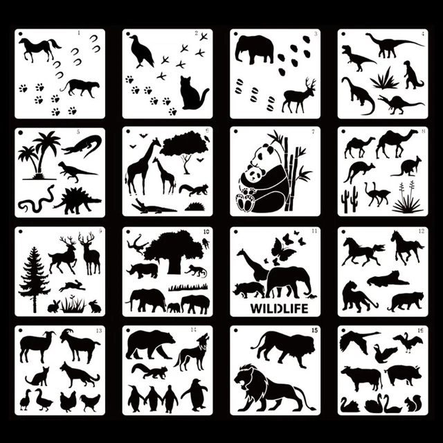 16PCS MULTI-PURPOSE PAINTING Stencil Kit DIY Drawing Stencil Template ...