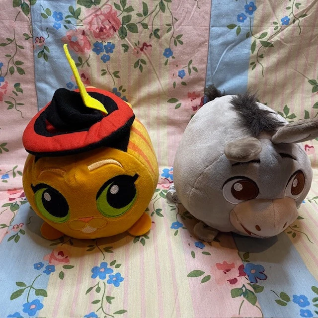 2 X DREAMWORKS Heroes Donkey from Shrek & Puss in Boots Soft Plush Toys ...