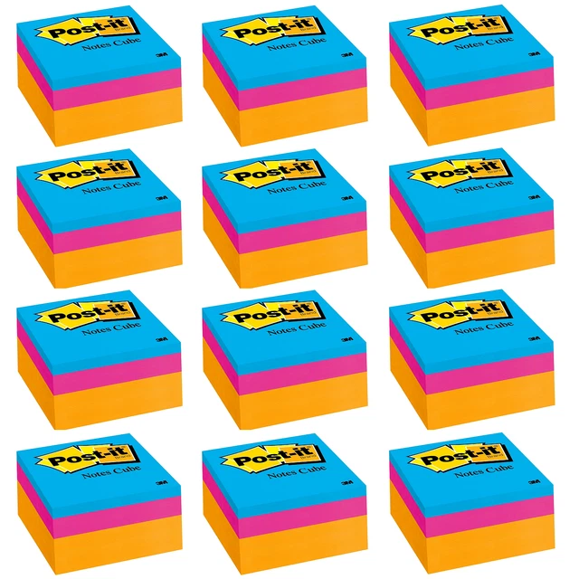 12 PKS 3M Post-It Notes Cube Each Pack 400 Sheet 3" x 3" Canary Yellow ...