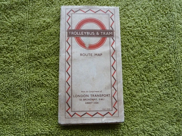 1949 LONDON TRANSPORT Trolleybus & Tram Map , condition good as in ...