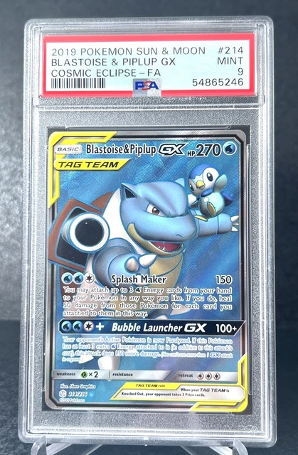 POKÉMON PSA 9 Blastoise & Piplup GX 214/236 éclipse cosmique Soleil ...