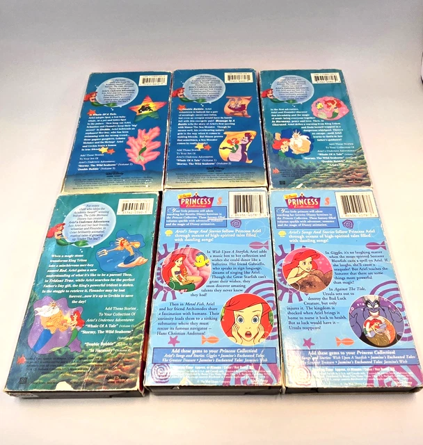 DISNEY'S THE LITTLE Mermaid & Princess Collection 6 VHS Tape Ariel ...