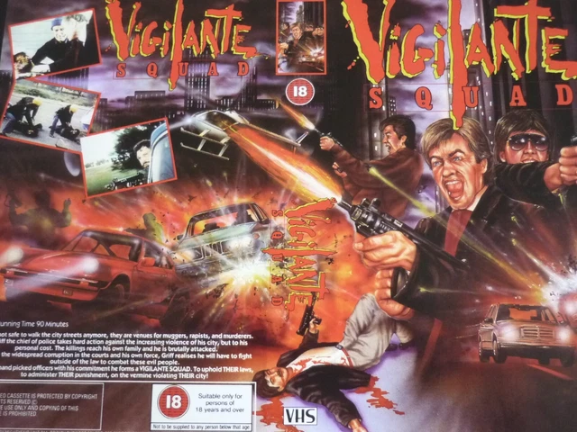 REPLACEMENT VHS VIDEO Sleeve Cover & Case big box VIGILANTE SQUAD STUNT ...