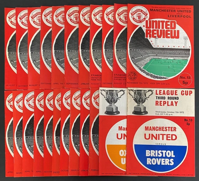MANCHESTER UNITED 1972 1973 Season - Complete set of home football ...