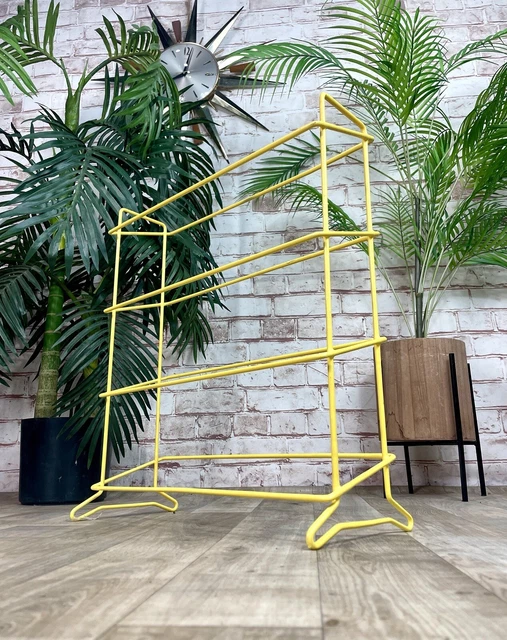VINTAGE MID CENTURY YELLOW Plastic Coated Metal Wire Shoe Rack 4 tier ...