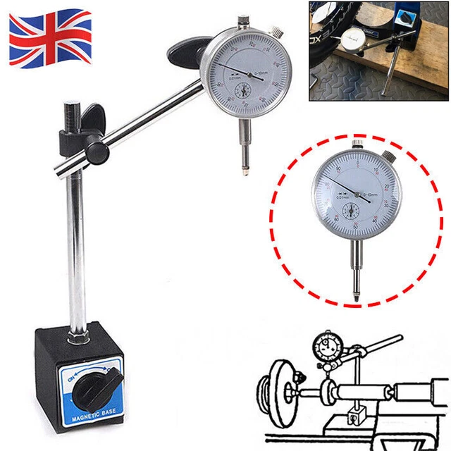 DTI STAND MAGNETIC Base Plus Dial Gauge Metric Test Indicator Clocks ...