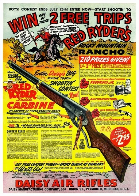 RED RYDER POSTER *VERY LARGE* Vintage Daisy BB Gun Rifle Ad winchester ...