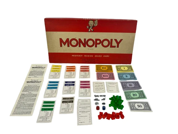 ORIGINAL MONOPOLY BOARD Game Classic Red Box - Complete Vintage 1961 ...