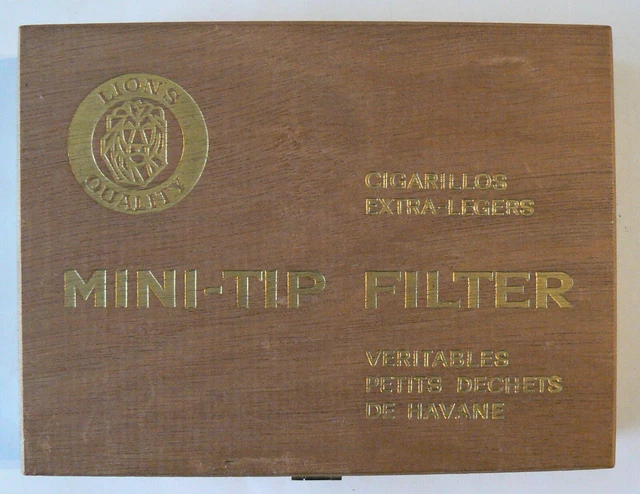 MINI-TIP FILTER, ANCIENNE boîte de 50, vide, en bois, LION'S QUALITY ...