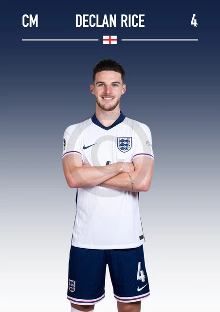 DECLAN RICE, ENGLAND, Euro 2024, Football, Photo Print, Poster, A3 £19. ...