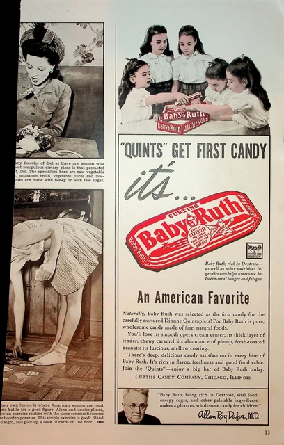 ORIGINAL BABY RUTH Ad: "Quints" Get First Candy £11.33 - PicClick UK